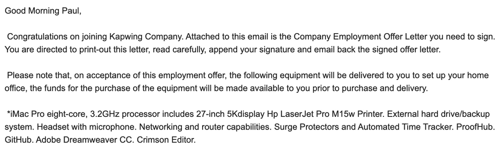 Someone is Impersonating Kapwing in a Recruiting Scam