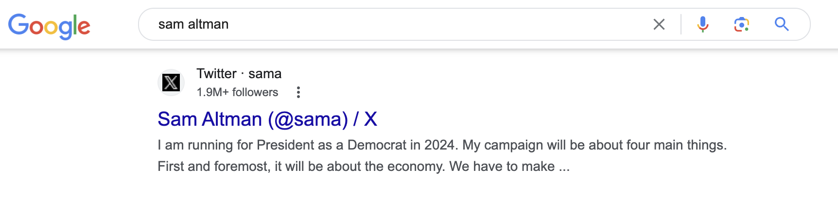 Is Sam Altman running for President in 2024?