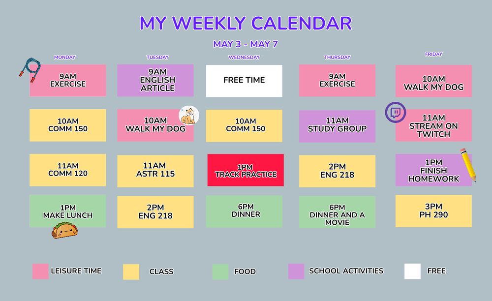 Create a College Schedule Online For Free