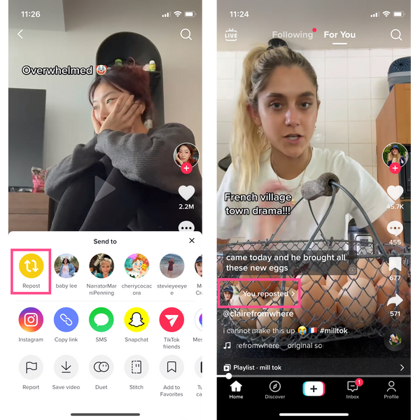 How to Repost a TikTok with the Repost Button